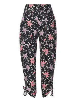 Isabel Marant Floral-Print Tapered Pants Dark Blue