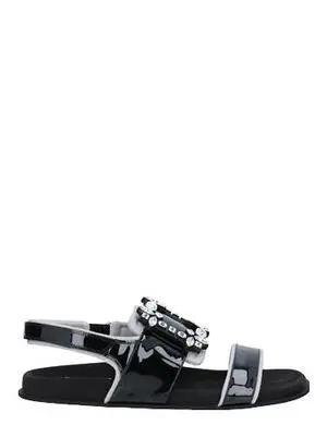 ROGER VIVIER Sandals In Soft Leather And Techno Fabric Black