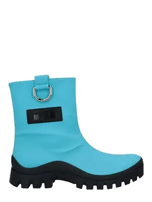 MSGM Woman Ankle Boots White Size 8 Rubber Blue