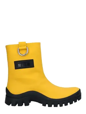MSGM Woman Ankle Boots White Size 8 Rubber Yellow