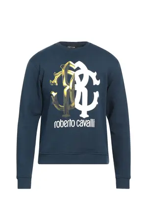 Roberto Cavalli Cotton French Terry Sweatshirt Dark Blue