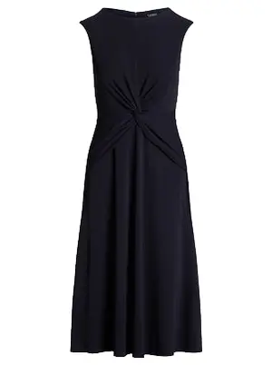 Ralph Lauren Twist-front Jersey Midi Dress - Navy