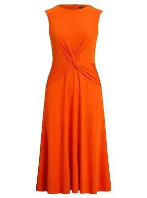 Ralph Lauren Twist-front Jersey Midi Dress - Tomato Red