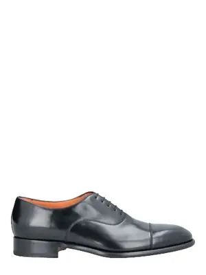 Santoni Lace-Up Shoes In Soft Leather Black