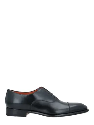 Santoni Lace-Up Shoes In Soft Leather Dark Blue