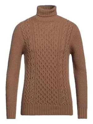 DRUMOHR Turtleneck Cable Knit Lambswool Sweater - Brown
