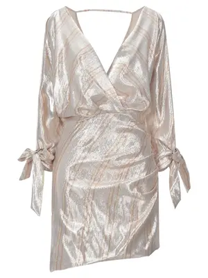 SIMONA CORSELLINI Mini Dress In Metallic Fiber Light Yellow