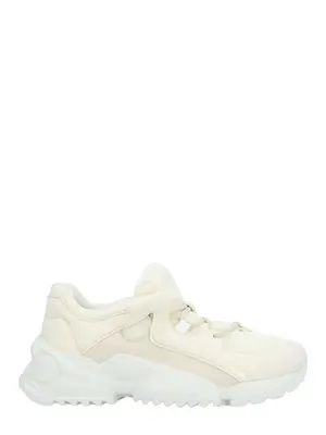 FERRAGAMO Calfskin And Textile Sneakers Ivory
