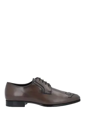 TOD'S Lace-Up Leather Derby Shoes Khaki