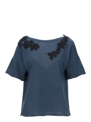 P JEAN P.JEAN T-Shirt With Appliqués Dark Blue