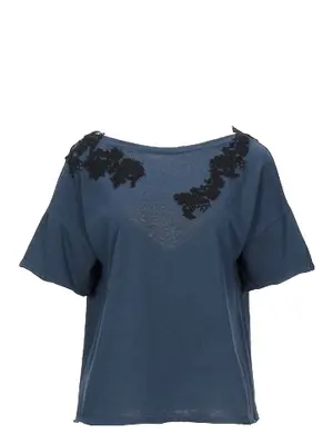 P JEAN P.JEAN T-Shirt With Appliqués Midnight Blue