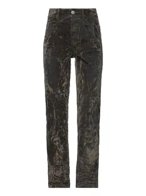 High Tapered Embellished Velvet Pants - Green