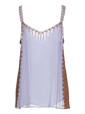 Pinko Viscose-Blend Camisole With Lace Details Lilac
