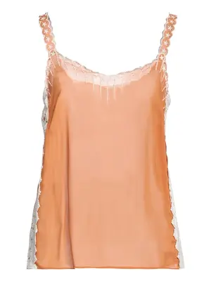 Pinko Viscose-Blend Camisole With Lace Details Ocher