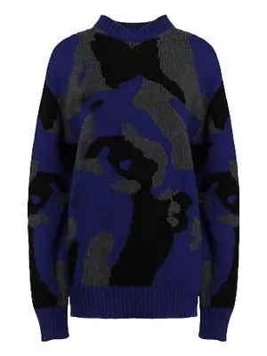 LES HOMMES Bright Virgin Wool Sweater Bright Blue