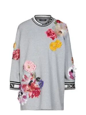 Dolce & Gabbana Embellished Floral Sweatshirt - Light Grey