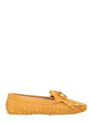 TOD'S Loafers In Leather With Studs And Fringes - Yellow