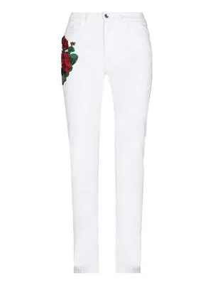Dolce & Gabbana Cotton-blend Jeans With Embroidered Detailing - White