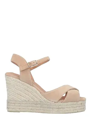 CastaÑer CASTAÑER Leather Espadrille Wedge Sandals Beige