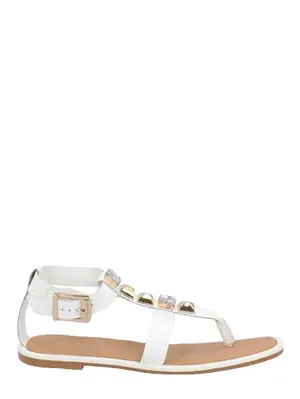 APEPAZZA Leather Thong Sandals White