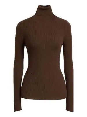 WOLFORD Merino Fine Rib Long Sleeve Turtleneck Top