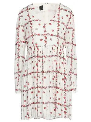 Pinko Mini Floral Print Crepe Dress Ivory