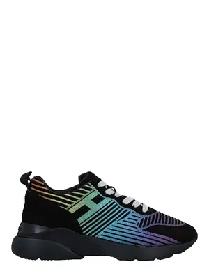 Hogan Multicolor Glittered Leather Lace-up Sneakers - Black
