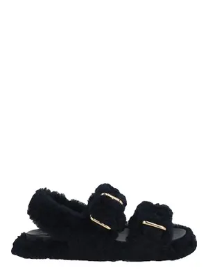 Marni Shearling Slingback Sandals Blue