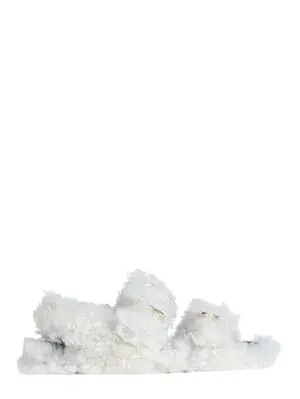 Marni Shearling Slingback Sandals White