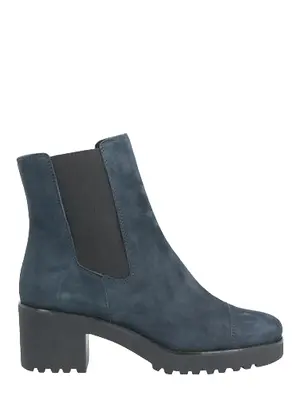 Hogan Ankle Boots In Leather And Textile Fibers Blue