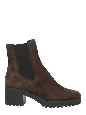 Hogan Ankle Boots In Leather And Textile Fibers Brown