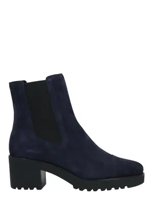 Hogan Ankle Boots In Leather And Textile Fibers Dark Purple