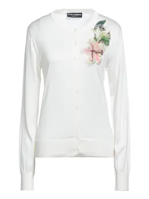 Dolce & Gabbana DOLCE & GABBANA Cardigan With Floral Applique Ivory
