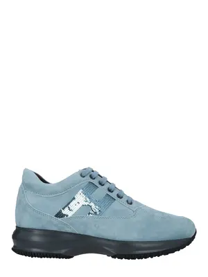 Hogan Cream Leather Sneakers Sky Blue