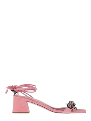ROGER VIVIER Sandals With Floral Appliqués - Pink
