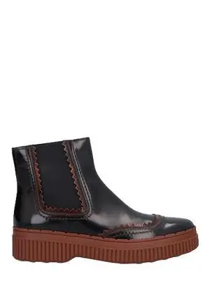TOD'S Ankle Boots In Leather And Textile Fibers - Brown