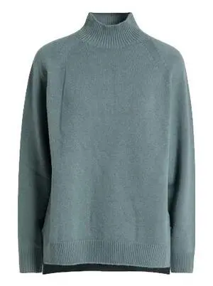 Peserico Turtleneck Virgin Wool Blend Knit Top - Blue