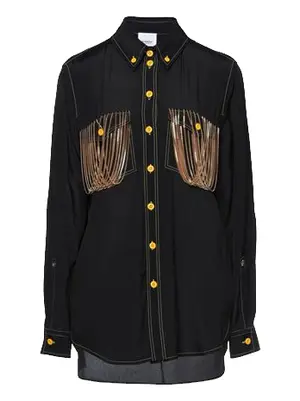 BURBERRY BURBERRY Solid Viscose Shirt With Appliqués And Fringes