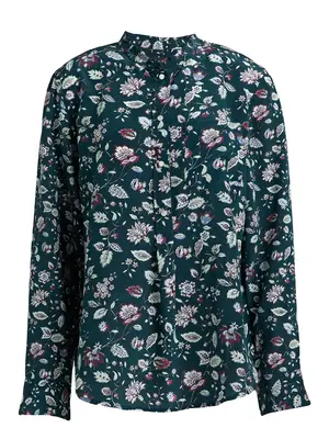 Isabel Marant Floral Print Satin Top Dark Green