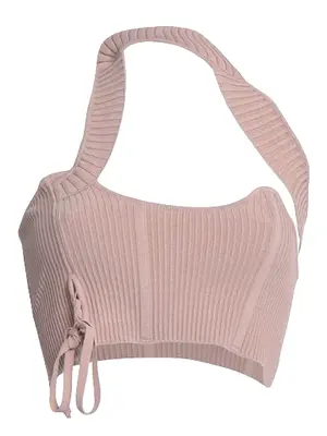 ANDREĀDAMO Knitted Crop Top - Pink