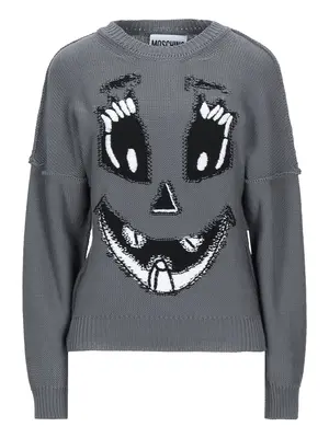 Moschino Sweater In Cotton, Polyamide, And Elastane Grey