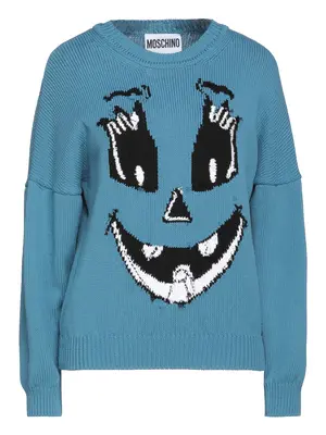 Moschino Sweater In Cotton, Polyamide, And Elastane Slate Blue