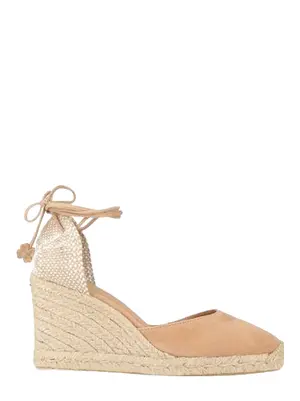 CastaÑer Leather Wedge Espadrilles Beige