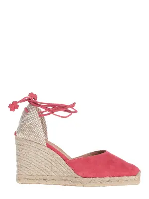 CastaÑer Leather Wedge Espadrilles Fuchsia