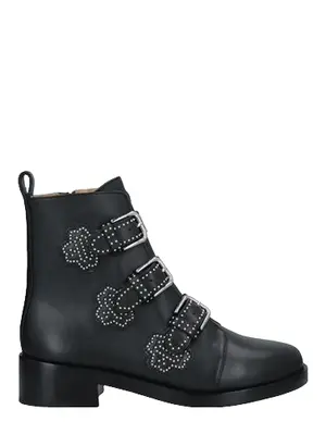 Maje Leather Biker Ankle Boots - Black