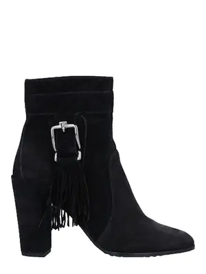 TOD'S Ankle Boots In Leather And Suede With Appliqués - Black