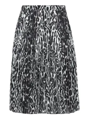 Burberry Leopard-print Midi Skirt - Black