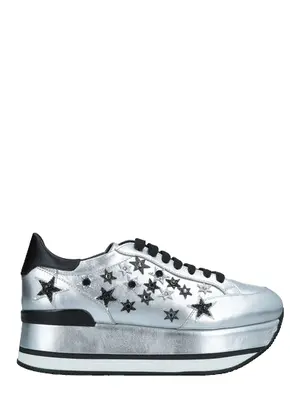 Hogan Leather Flatform Sneakers - Silver