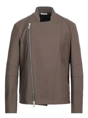 PAOLO PECORA Biker Jacket With Knitted Trims Grey