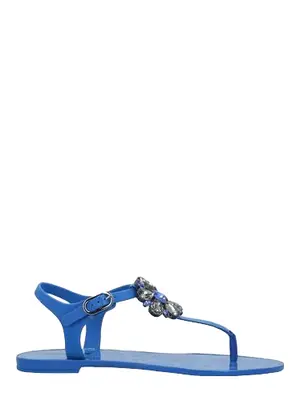 Dolce & Gabbana Thong Sandal In Rubber And Calfskin Blue